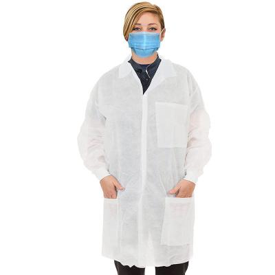 China Disposable PP SMS Hospital Lab Coat Scrub Suit Adult Kids White 25-60gsm for sale