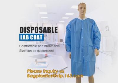 China Disposable SMS Lab Coat with Knit Cuffs and Collar Type 5/6 Protection S-XXL for sale