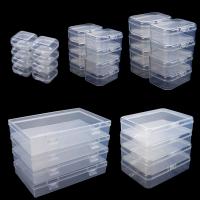 China Clear Plastic Organizer Storage Boxes with Hinged Lids 7 Pack 4 Sizes for Small Items Craft for sale