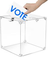 China Clear Acrylic Donation Box 9.8x9.8x9.8 Inch Lockable Suggestion Ballot Box for sale