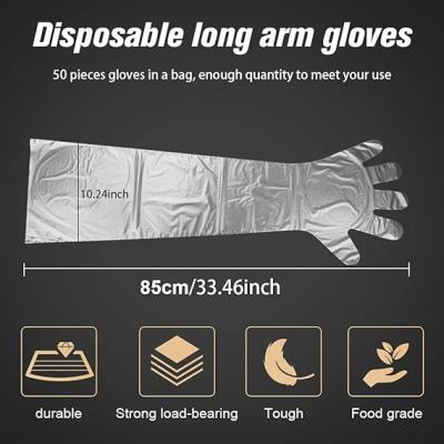China Disposable Veterinary Insemination Rectal Long Gloves 85cm Extra Long Sleeve Full Arm Protection for sale