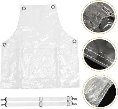China TPU Clear Barber Apron 60x58cm Adjustable Strap Unisex Hair Stylist Salon Work Apron for sale