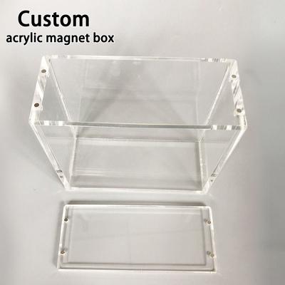 China Custom Clear Acrylic Display Box 5-Sided with Sliding Lid for Trading Card Booster Packs for sale