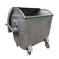 China 1100L Galvanized Steel Waste Container with Wheels 1420x990x1405 mm Outdoor Trash Can for sale