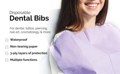 China Disposable 3-Ply Waterproof Dental Bibs 13x18 Inch Absorbent Patient Medical Bib for Dentist Tattoo Hospital for sale