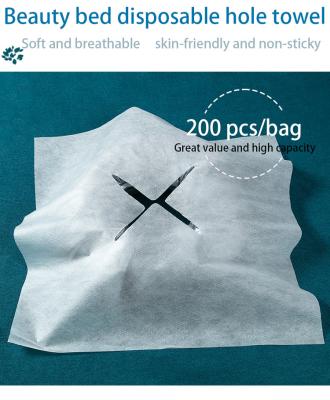 China Disposable Non-Woven Massage Towel with Headrest Hole 40x40cm 38gsm for Salon Spa for sale