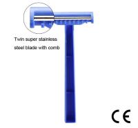 China Disposable Stainless Steel Medical Razor Plastic Handle 4.1g Lightweight Blue Green Custom for sale