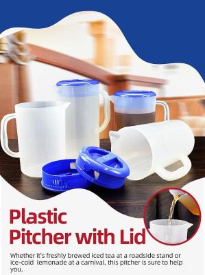 China BPA-Free Plastic Pitcher with Lid 2.2L Eco-Friendly Water Jug for Hot Cold Drinks Lemonade Juice for sale