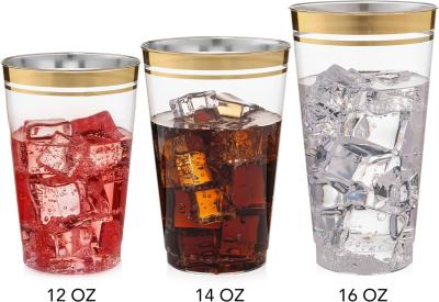 China Bulk Disposable Plastic Tumbler Cups 9oz 12oz 14oz 16oz Reusable BPA Free Party Drinking Glasses for sale