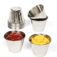 China 2.5oz Stainless Steel Sauce Cup 6x6x4.5cm Metal Dipping Cup for Condiments for sale