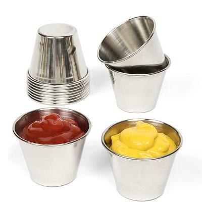 China 2.5oz Stainless Steel Sauce Cup 6x6x4.5cm Metal Dipping Cup for Condiments for sale