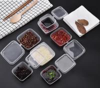 China 1oz 2oz 3oz 4oz Square Disposable PP Plastic Portion Sauce Cups with Hinged Lid for sale