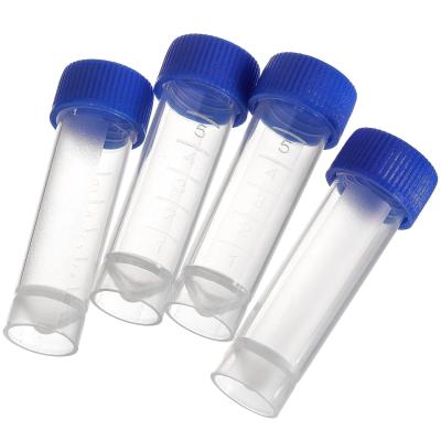 China 100 Pack Plastic Test Tubes with Lids 5 ml Graduated Screw Cap Vials for Laboratory School Storage for sale