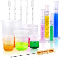 China Plastic Graduated Cylinders Beakers Set 10-100ml 50-1000ml with 5 Pipettes 3ml for Science Lab for sale