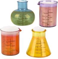 China Plastic Chemistry Shot Glass Set 4 Piece Lab Beaker Shot Glasses with Measurements 30ml 1oz for sale