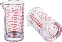 China 4 Ounce 120ML Shot Glass Measuring Cup Heavy Duty Espresso Glass with Red Line V Shaped Spout for sale