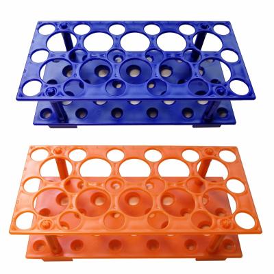 China Detachable Test Tube Rack 2 Pack 28 Well for 10ml 15ml 50ml Centrifuge Tubes Blue Orange Plastic Holder for sale