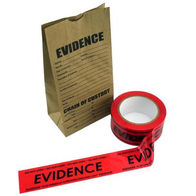 China Red Evidence Box Sealing Tape 2in x 100ft Polypropylene with Black Printing for sale