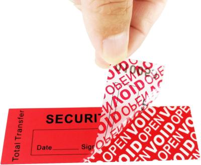 China Red Tamper Evident Security Void Stickers 1x3.35 Inches with Serial Numbers 100 Pack for sale