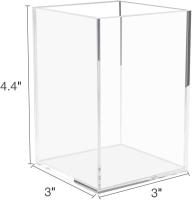 China Clear Acrylic Pen Holder 2 Pack 4.4 Inch Desktop Pencil Cup Stationery Organizer for Office Desk Accessory for sale