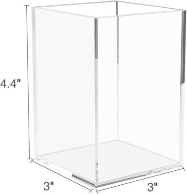 China Clear Acrylic Pen Holder 2 Pack 4.4 Inch Desktop Pencil Cup Stationery Organizer for Office Desk Accessory for sale