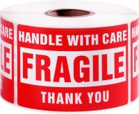 China 3x2 Inch Fragile Handle with Care Stickers 500 Labels Roll Permanent Adhesive for Shipping Moving Glass for sale