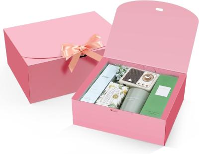 China Pink Kraft Gift Boxes with Lids 10x8x4 Inch 15 Pack for Wedding Bridesmaid Proposal for sale