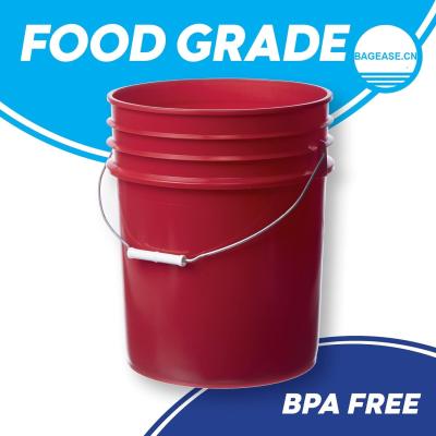 China HDPE 5 Gallon Bucket with Gamma Seal Lid Red Food Grade BPA Free Pail Container for sale