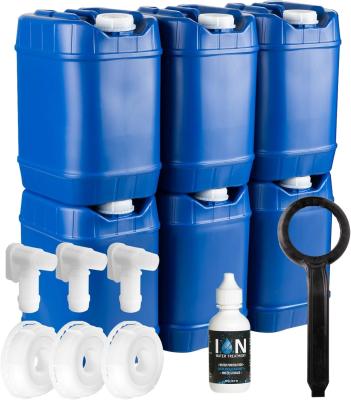 China Stackable Water Storage Containers With Lids, Emergency Water Storage Kit Spigots And Water Preserver Bottles for sale