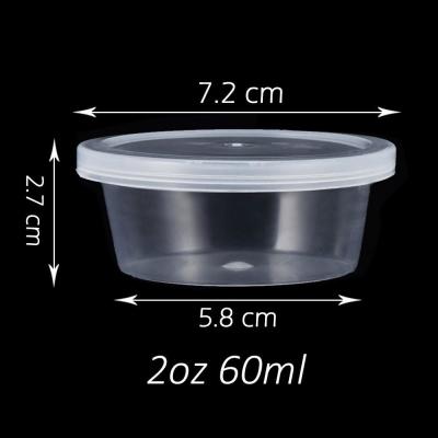 China 50 Pack Small Plastic Containers with Lids 2 oz Slime Storage PP Clear Stackable for sale