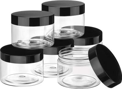 China 6 Pack 6 oz Clear PET Plastic Jars with Leak Proof Lids for Cosmetics Travel Storage for sale