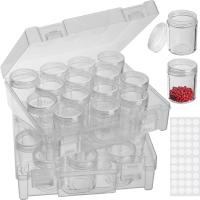 China 14 Slot Bead Organizer Box Diamond Painting Storage Case 50ml Clear PP Plastic 2 Pack for sale