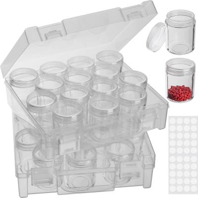 China 14 Slot Bead Organizer Box Diamond Painting Storage Case 50ml Clear PP Plastic 2 Pack for sale