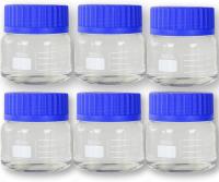 China Wide Mouth Graduated Round Reagent Media Storage Lab Glass Bottle Set GL80 Blue PP Screw Caps 250ml 500ml for sale