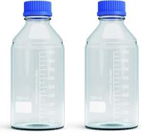 China 1000ml Borosilicate Glass Media Storage Bottle GL45 Screw Cap 2 Pack for sale