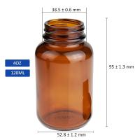 China 4oz 120ml Amber Glass Wide Mouth Packer Bottle with 38-400 Black PP Screw Cap for sale