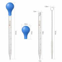 China 10mL Glass Graduated Dropper Pipette with Blue Rubber Cap 20cm Length 2 Pack for sale