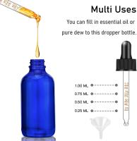 China 2 Oz 60ml Glass Dropper Bottle 2 Pack Blue Essential Oil Tincture Bottles with Labels Funnel for sale