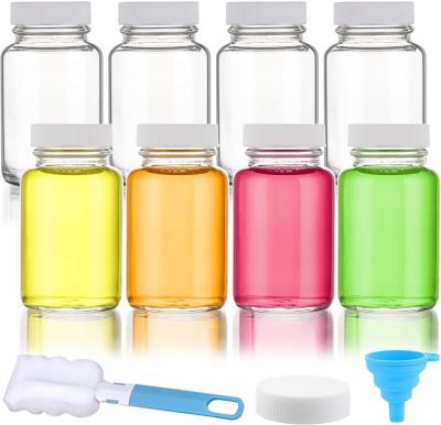China Glass Juice Shot Bottles 8 Pack 3.5oz Clear Reusable Jars with Airtight Lids for Juicing Beverage Storage for sale