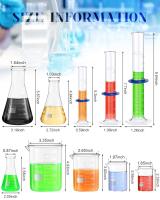 China Borosilicate Glass Lab Glassware Set 18 Pieces Beakers Flasks Cylinders 50-500ml for sale