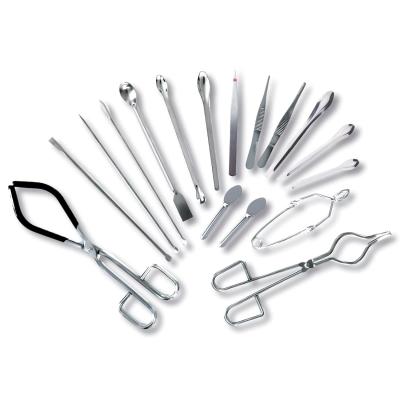 China 17-in-1 Stainless Steel Lab Tool Set Crucible Tongs Spatulas Scoops Forceps for Capsule Filling Home Lab for sale