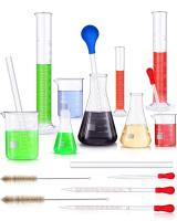 China Borosilicate Glass Labware Set 9 Piece Beakers Flasks Cylinders 50-250ml for sale