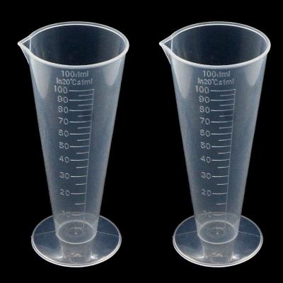 China 100mL Plastic Graduated Measuring Cup Capacity Beaker Cone Shape Round Base Labs Kitchen Clear for sale