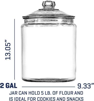 China 1 Gallon Glass Cookie Jar Canister Set with Airtight Lids and Labels for Kitchen Counter for sale