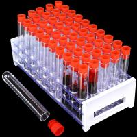 China Clear Plastic Test Tubes 50pcs 16x100mm with Caps and Rack for Lab Party Favors for sale