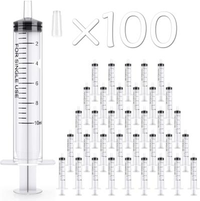 China 10ml Plastic Syringes 100 Pack with Tip Cap Oral Measuring Syringe for Labs Pet Feeding Refilling No Needle for sale