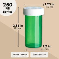 China 250 Pack Empty Pill Bottles with Caps 13 Dram Plastic Medicine Vials for Prescription Medication for sale