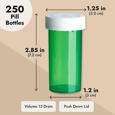 China 250 Pack Empty Pill Bottles with Caps 13 Dram Plastic Medicine Vials for Prescription Medication for sale