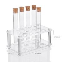 China 12Pcs 20x150mm Borosilicate Glass Test Tubes with Cork Stoppers and Acrylic Rack for sale