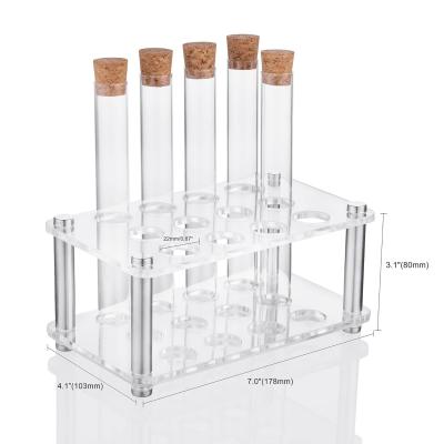 China 12Pcs 20x150mm Borosilicate Glass Test Tubes with Cork Stoppers and Acrylic Rack for sale